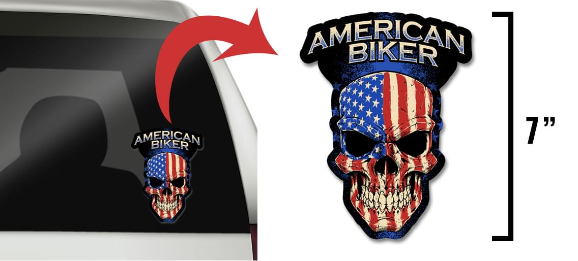 American Biker Skull Decal